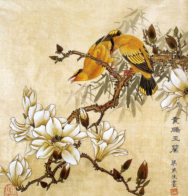 当代画家梁燕生工笔花鸟画作品欣赏