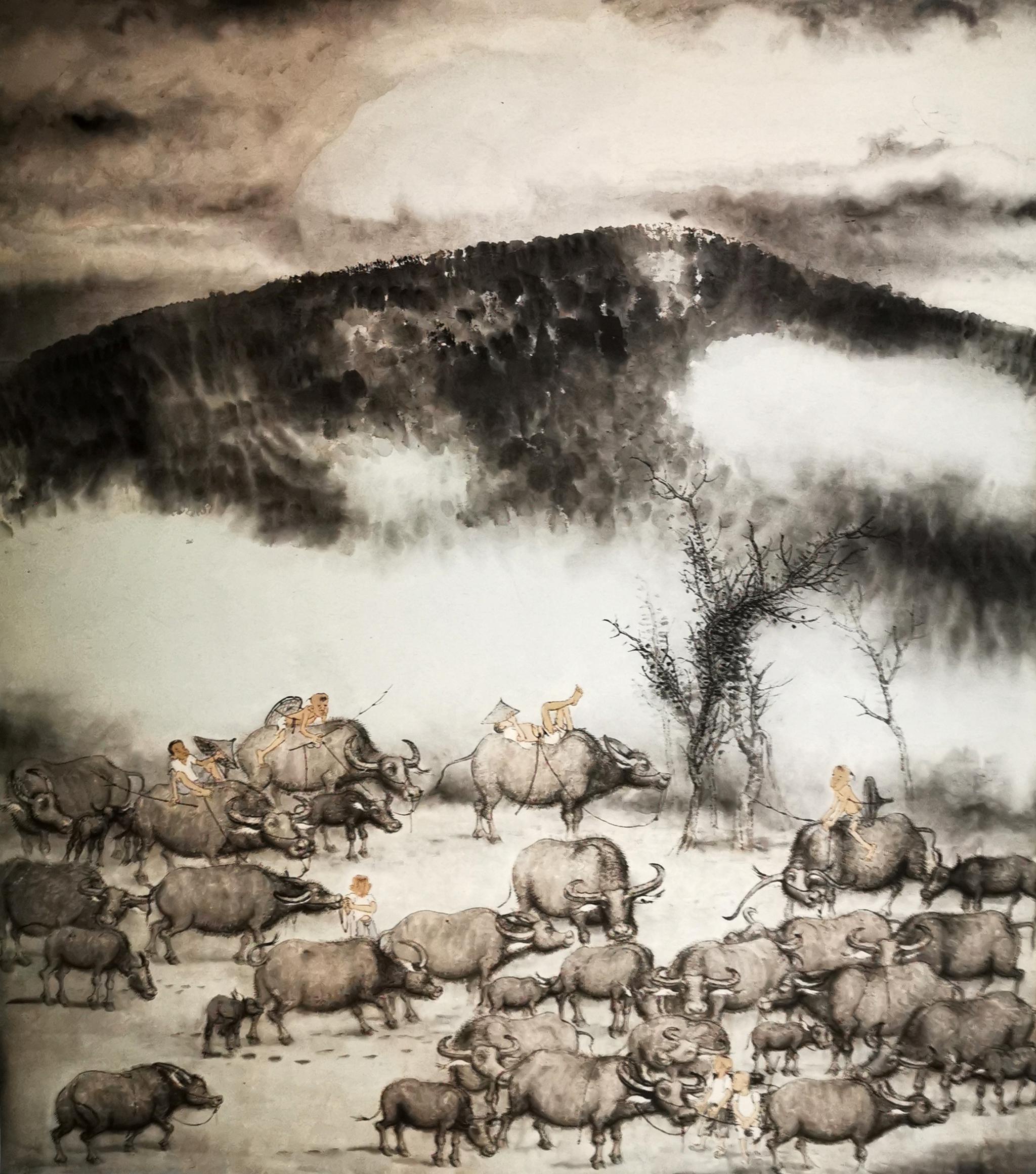 清华大学戴顺智教授《烟雨牧歌·水牛图》系列作品欣赏|戴顺智|烟雨牧歌·水牛图|清华大学_新浪新闻