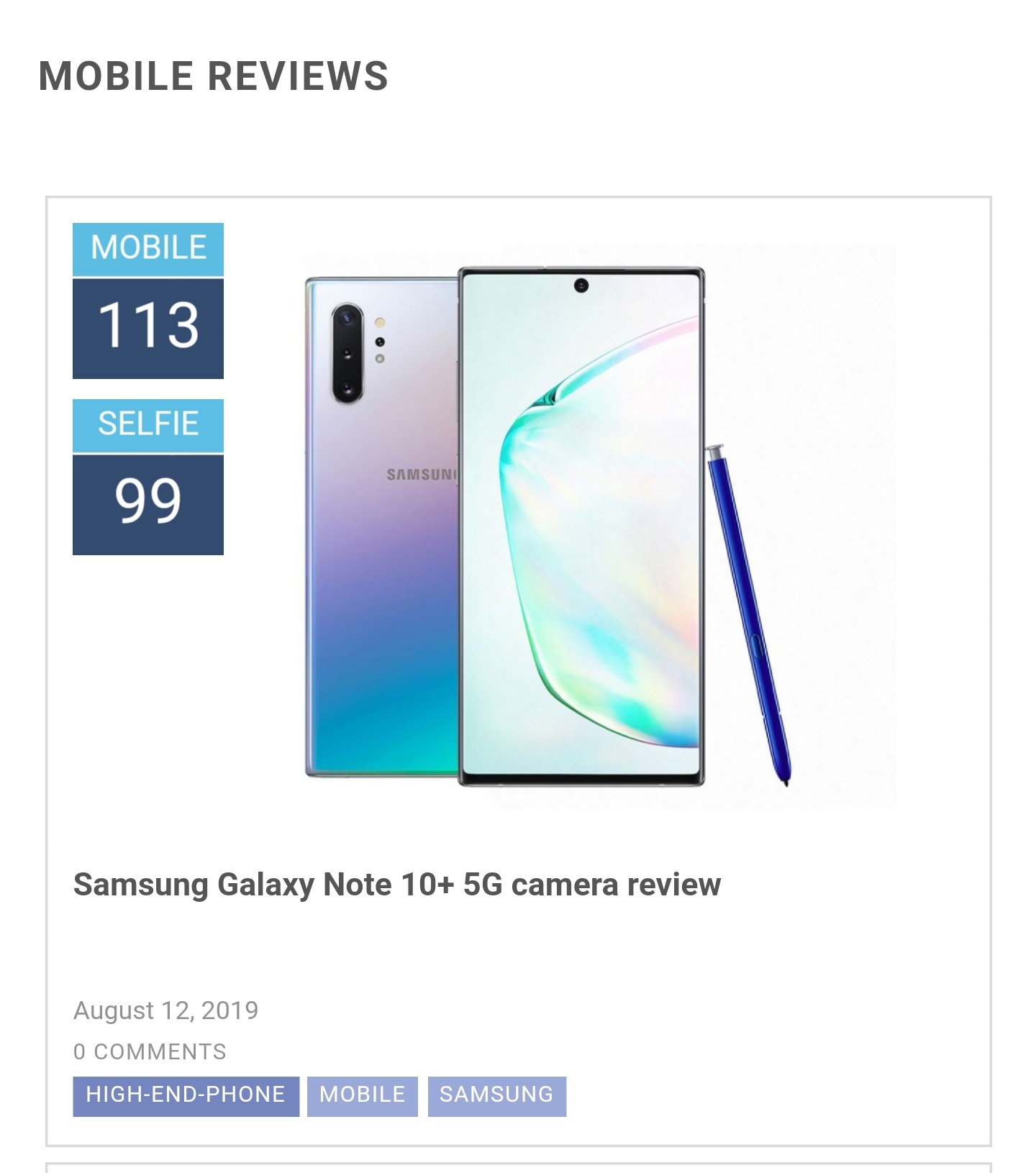 DxOMark公布三星Note10+ 5G分数 ：113分，超越华为排名第一__财经头条
