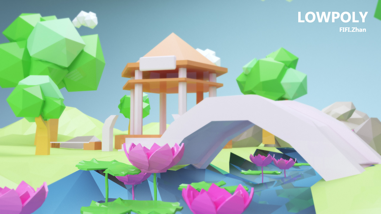 C4D零基础班学员作业制作的lowpoly风格