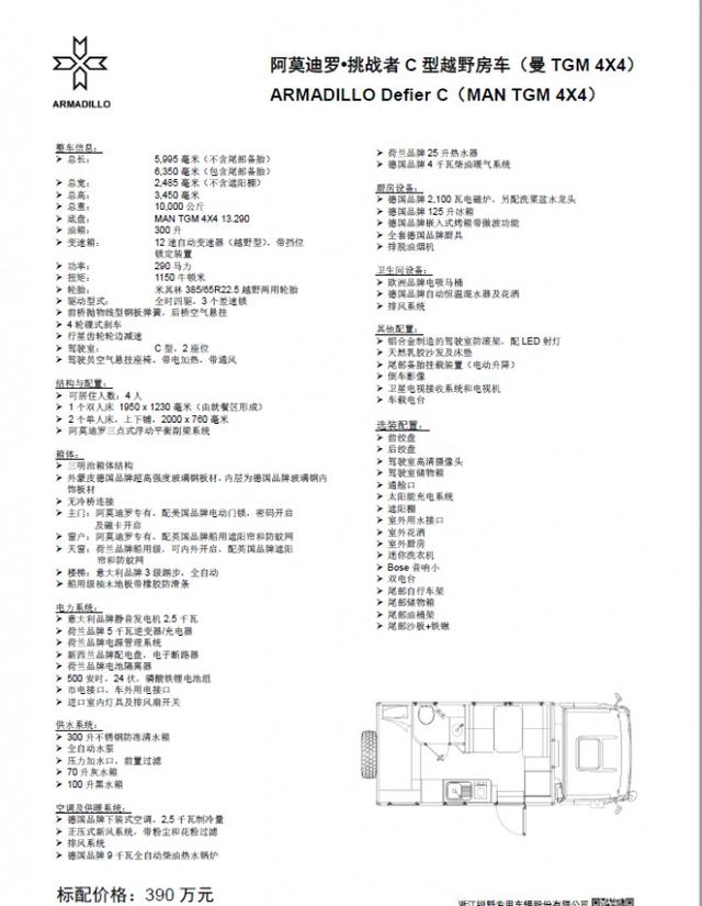 锐野阿莫迪罗曼TGM 4X4挑战者C 型越野房车390万元-新浪汽车