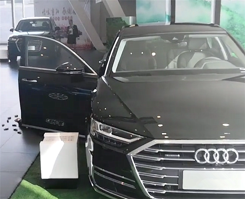 奥迪4S店一女销售模仿“炫富摔”，人家摔奢侈品，而她是这东西-新浪汽车