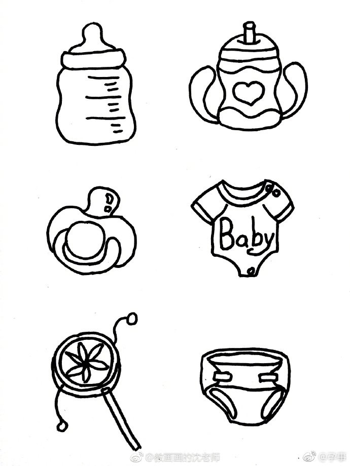 关于宝宝的简笔画卡通手帐素材，各位爱做手帐宝妈们有福啦！（|简笔画|宝妈|卡通_新浪新闻