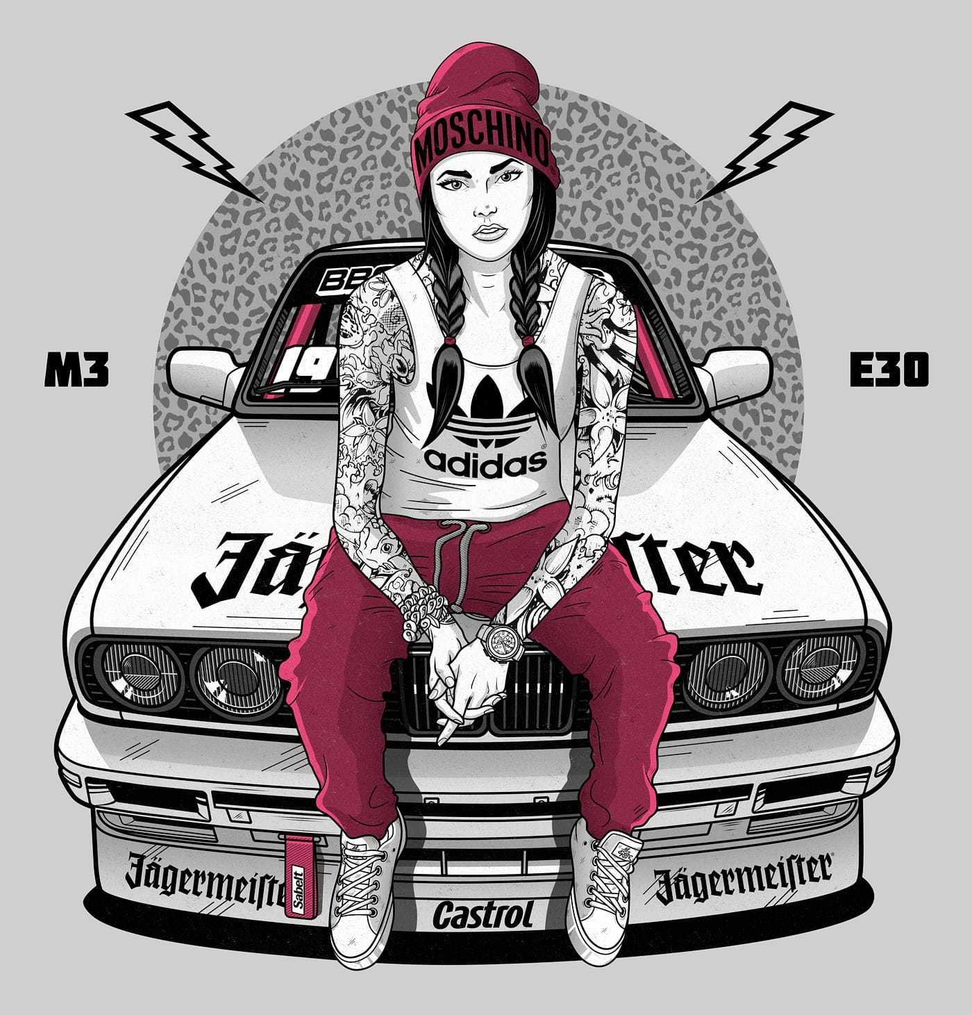 同样是一台电脑装个PS，人家 Alex RSR 的插画作品就是这么帅气|插画|背影|电脑_新浪新闻