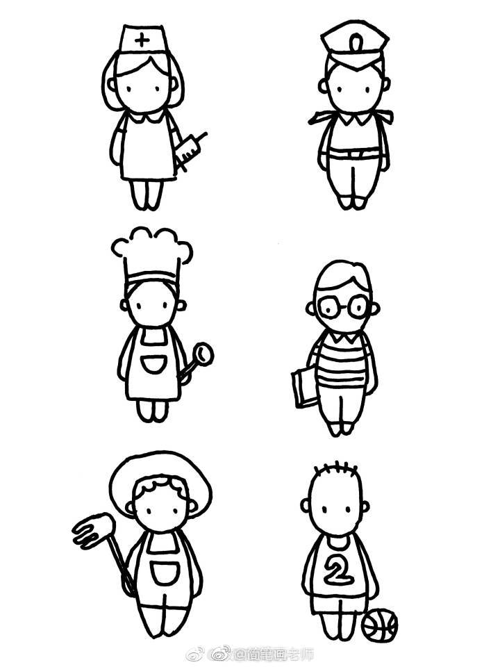 超可爱的卡通人物简笔画手绘素材（by：教画画的沈老师）|简笔画|手绘|素材_新浪新闻