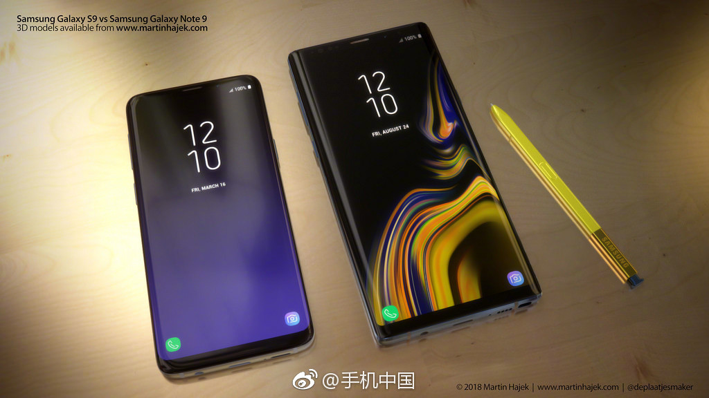 三星Note9外观对比S9 “黄的一笔”成亮点