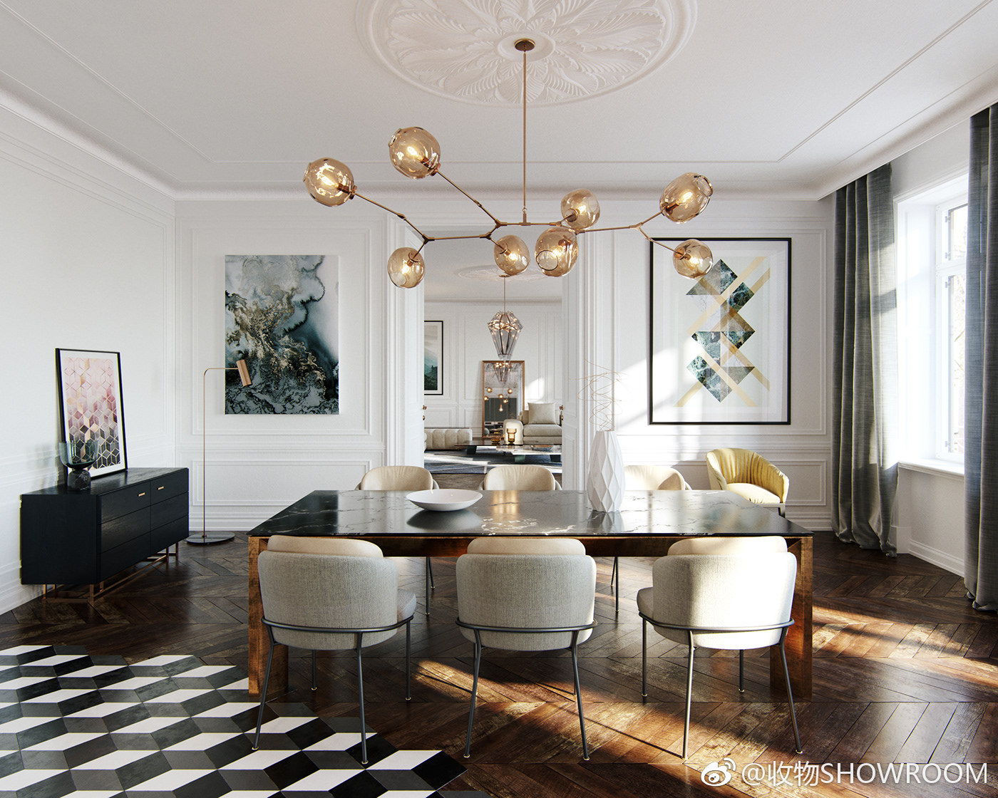 室内设计 | 融合了奥斯曼式（Haussmannian）和现代风格