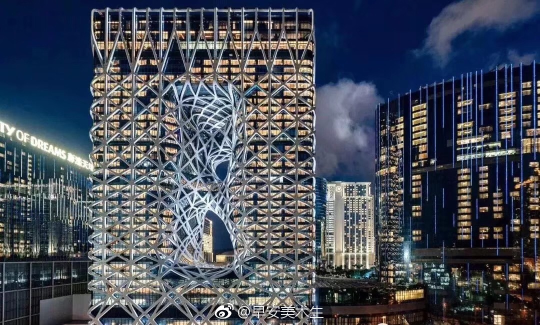 扎哈·哈迪德～摩珀斯摩珀斯酒店是世界上第一个形式自由的高层网状结|珀斯|扎哈|纹理_新浪新闻