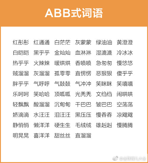 成语/词语汇总：AABC、ABCC、AABB、ABAB、ABAC、AAB、ABB七种形式|词语|成语|口才_新浪新闻