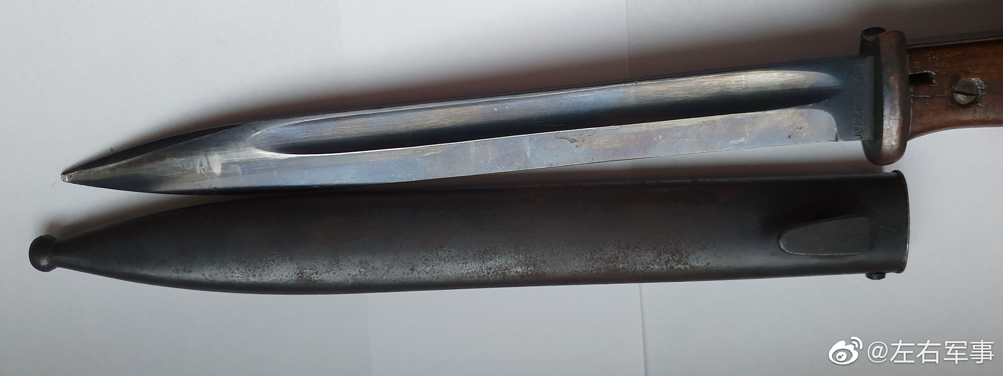 原品二德98k刺刀，早期木柄不对号，烤蓝完整。|原品|木柄|对号_新浪新闻