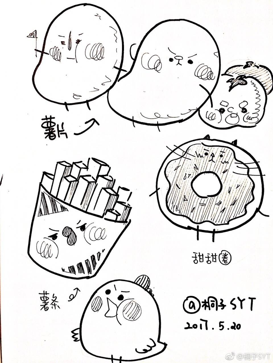 美食简笔画~ 作者：桐子SYT 图文来自手：账手绘素材|简笔画|桐子|素材_新浪新闻