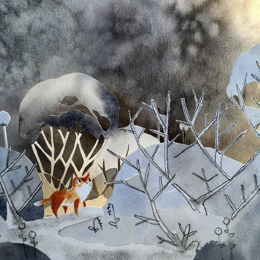 英国插画师 Kelly Pousette 将水彩与剪纸艺术结合|水彩|插画师|剪纸_新浪新闻