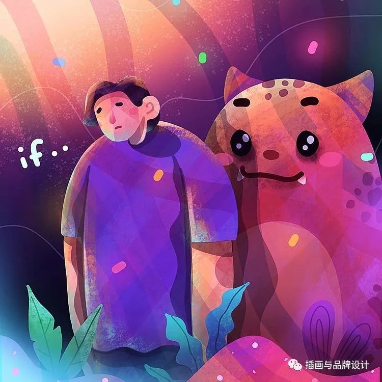 印尼插画师Mugi Migunani，他的画面中以紫色和粉色为主