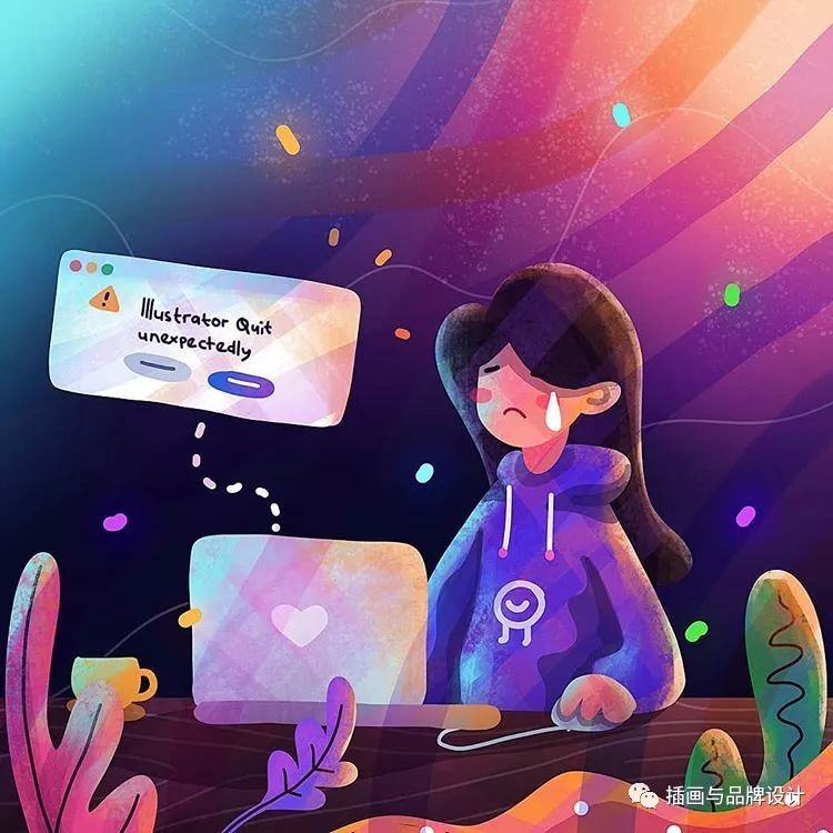 印尼插画师Mugi Migunani，他的画面中以紫色和粉色为主