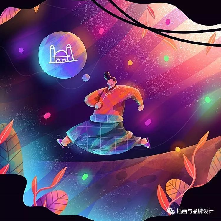 印尼插画师Mugi Migunani，他的画面中以紫色和粉色为主