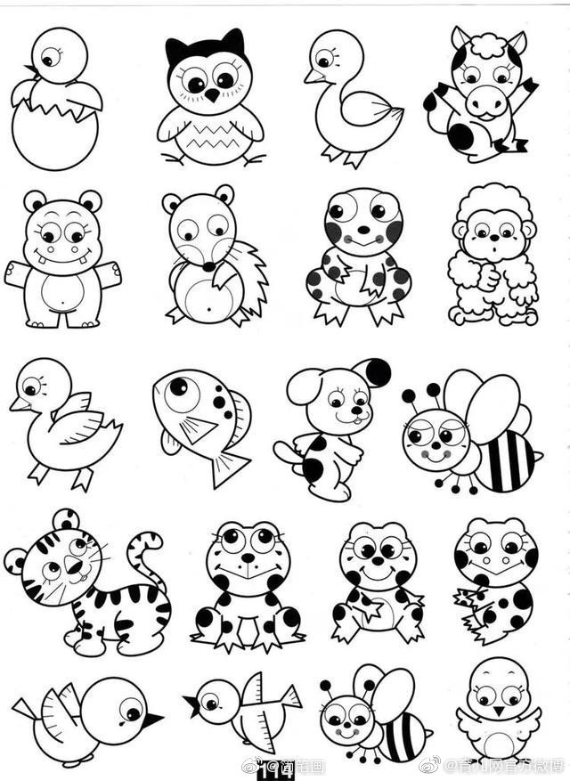 一大波简单可爱的小动物简笔画，mark|简笔画|小动物|陪孩子_新浪新闻
