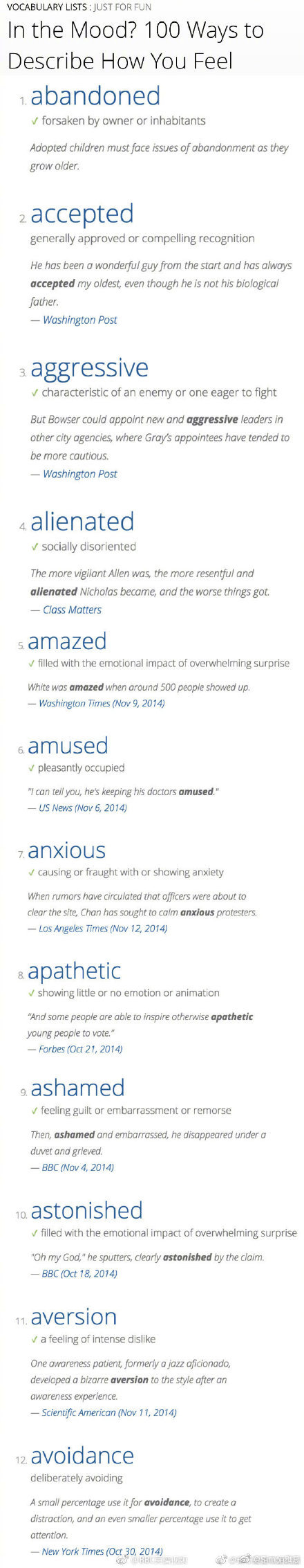 雅思口语中表达情绪的高级词汇 如果还是只能提到happy|词汇|口语|心情_新浪新闻