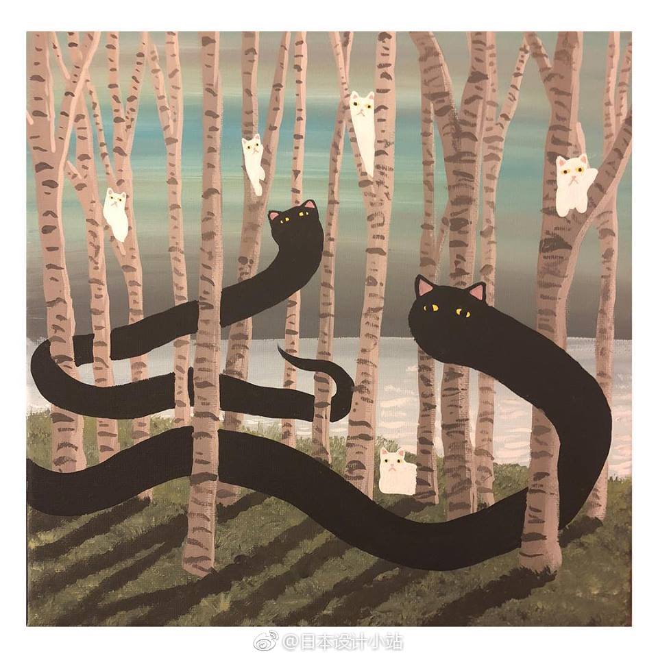 艺术家Danial Ryan是一位职业猫奴，每幅作品都会出现他心爱的猫咪|猫咪|神奈川|浮世绘_新浪新闻