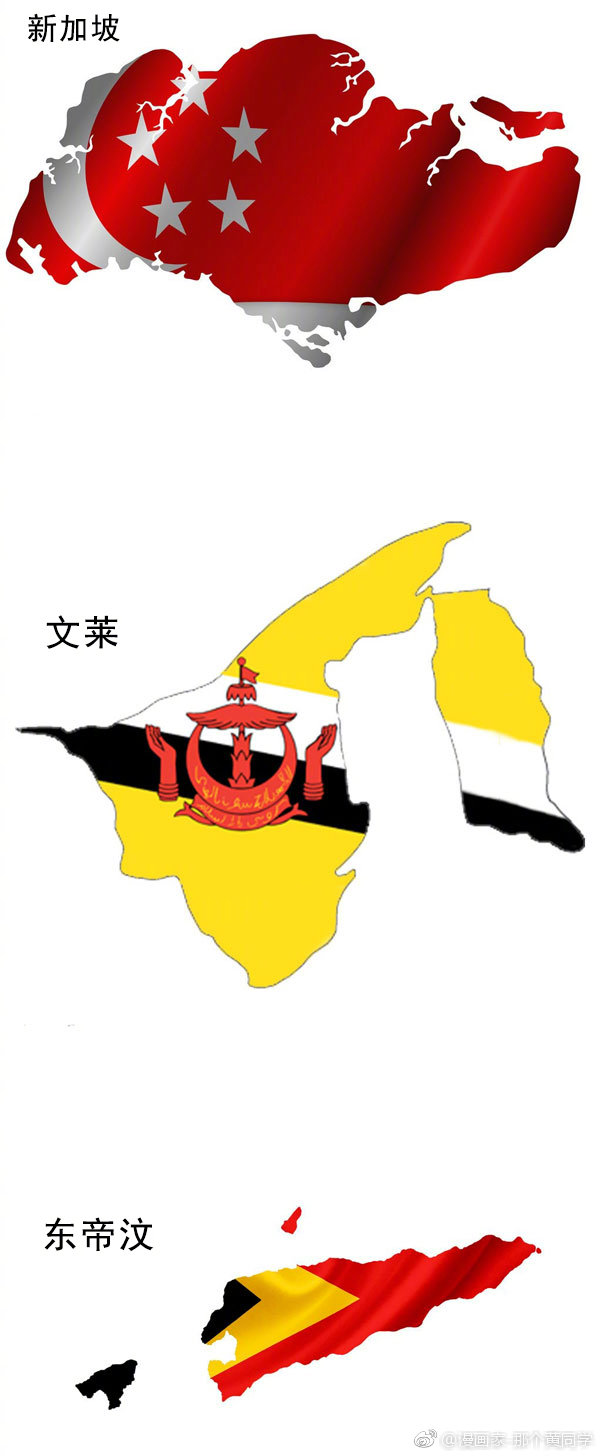 东南亚11个国家的国旗地图