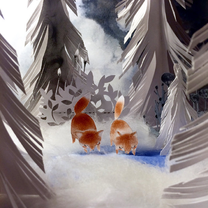 童话风立体剪纸 插画师 Kelly Pousette