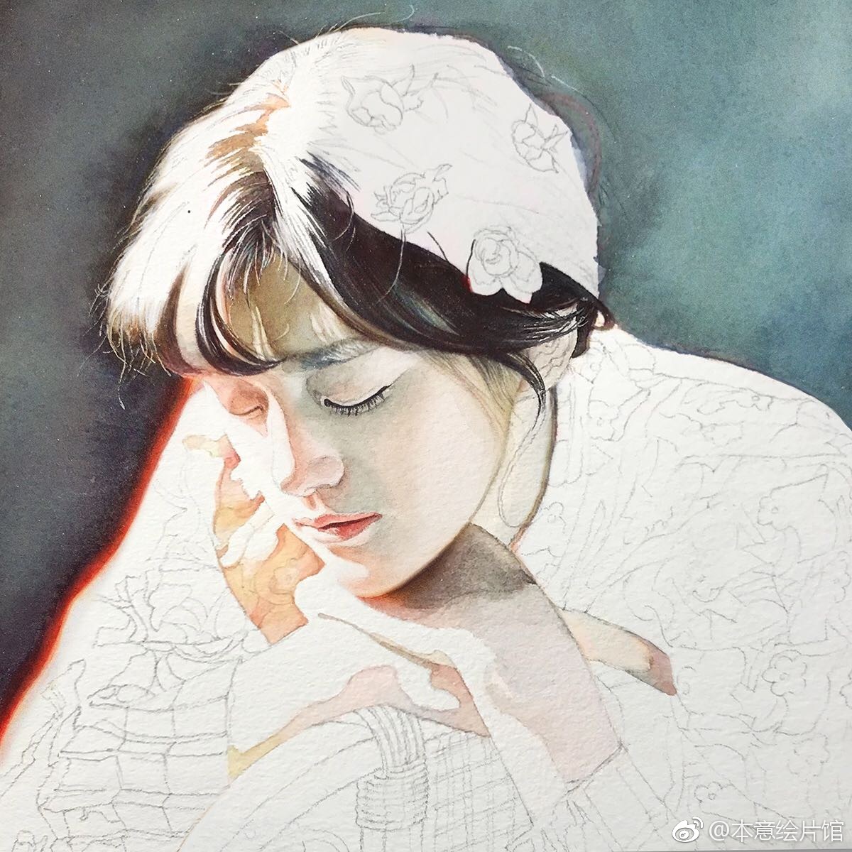 水彩人物过程一组,细节好评。 绘画:dons