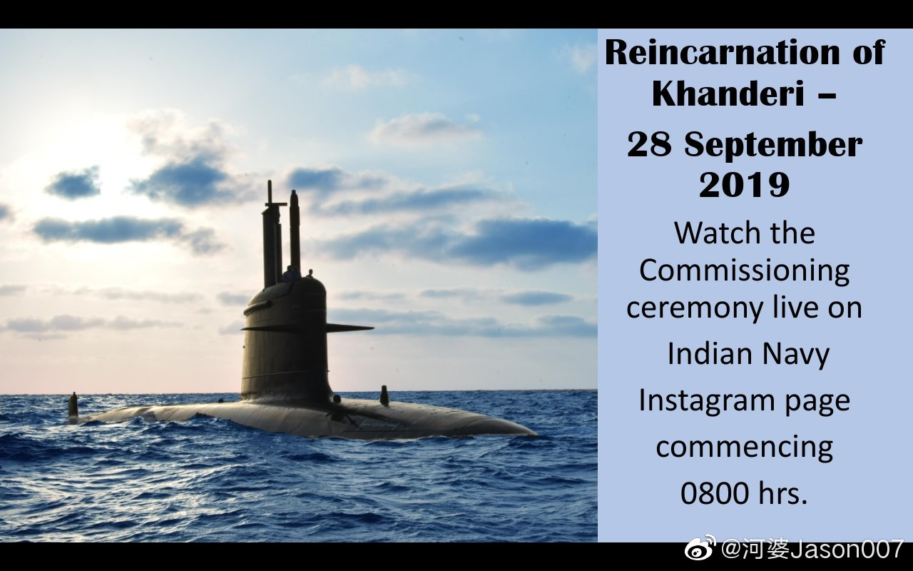 印度海军“鮋鱼”级潜艇二号艇“卡汉德里”号(INS Khanderi)今天上午|印度海军|潜艇|马扎冈_新浪新闻