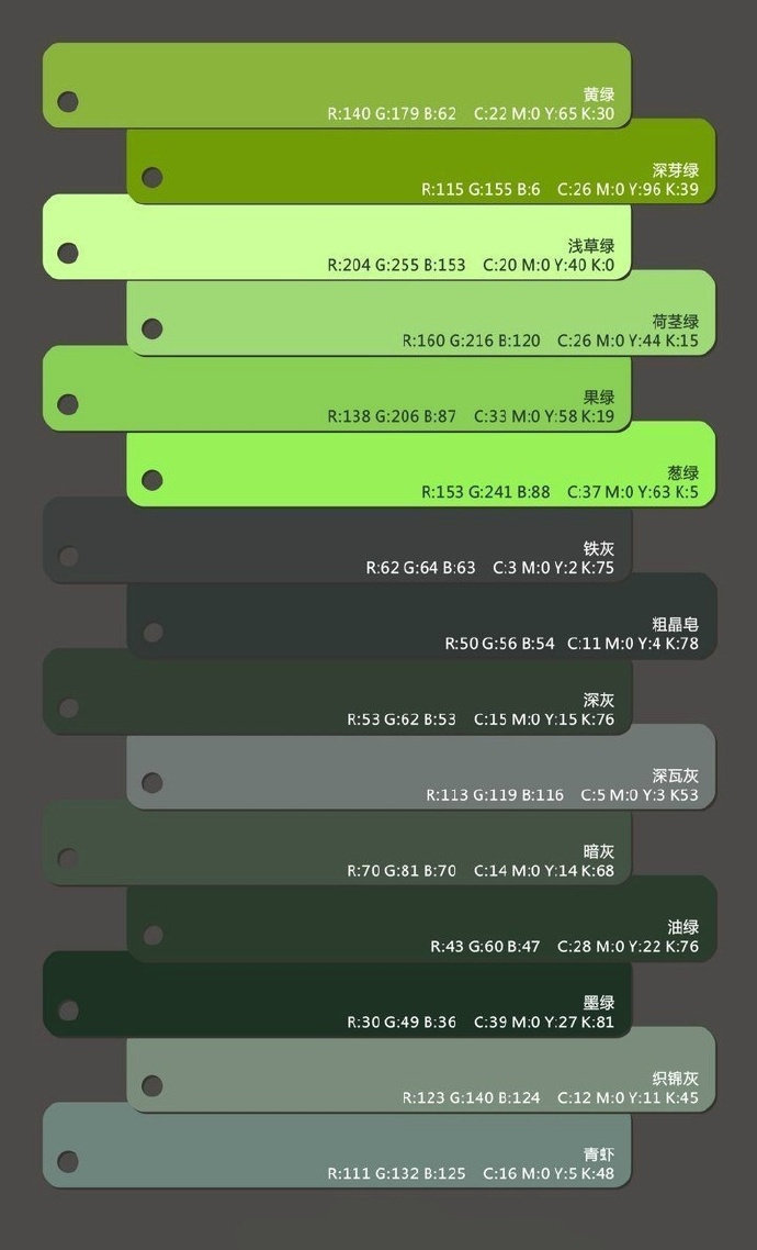 传统中国色彩（含RGB，CMYK色值！）很棒的色彩搭配！