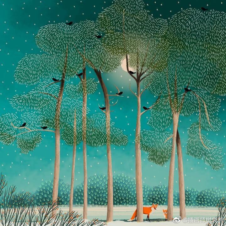 英国插画师 Jane Newland 寒冬森林插画设计作品|插画师|森林|英国_新浪新闻
