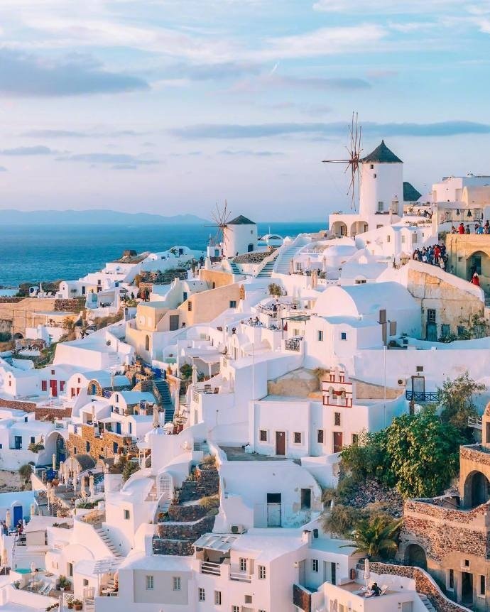 黄昏下的圣托里尼 Santorini|圣托里尼_新浪新闻