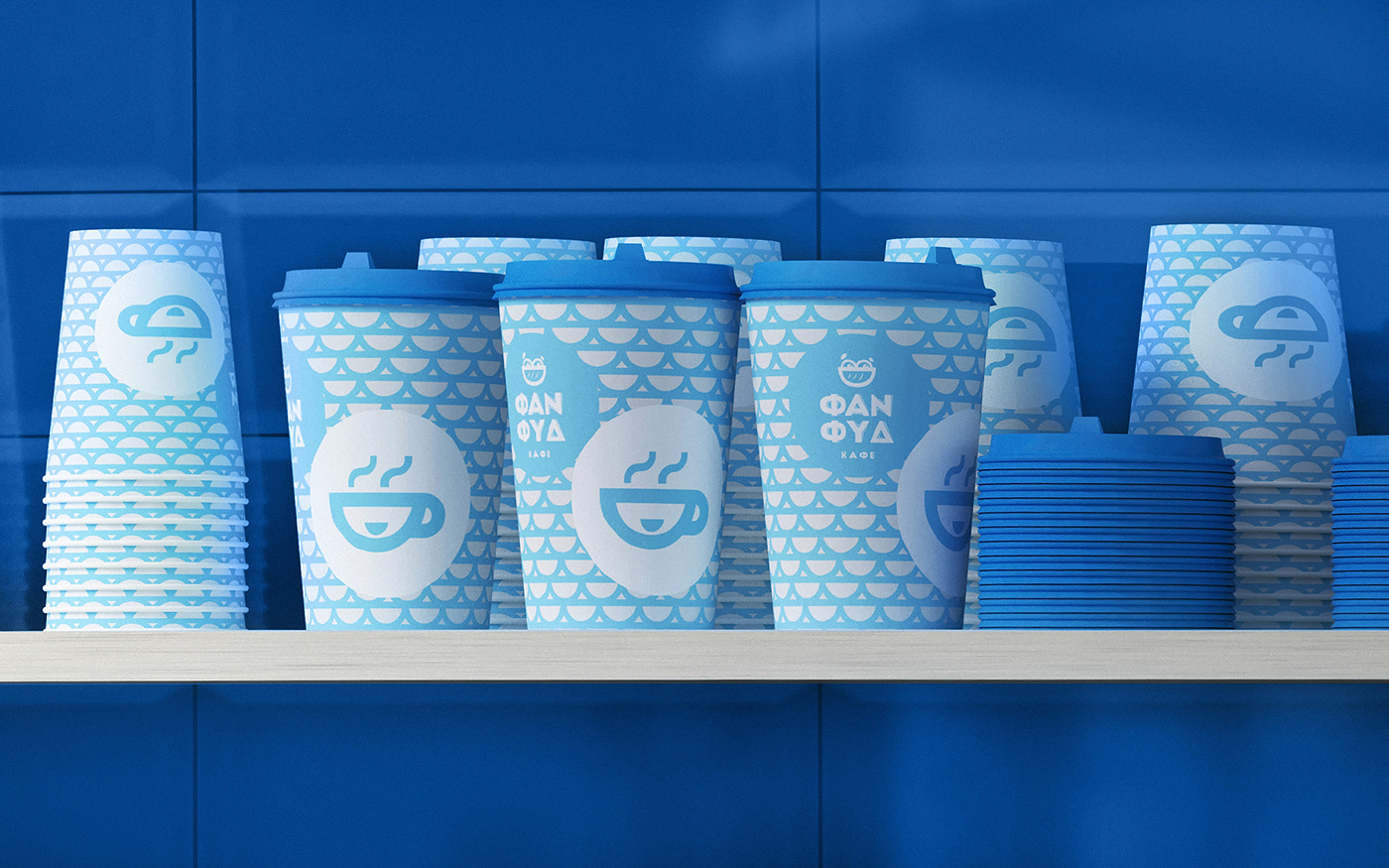 Fan Food Cafe 咖啡厅logo设计及VI设计，“希腊蓝”搭配希腊神话|希腊|VI设计|希腊神话_新浪新闻