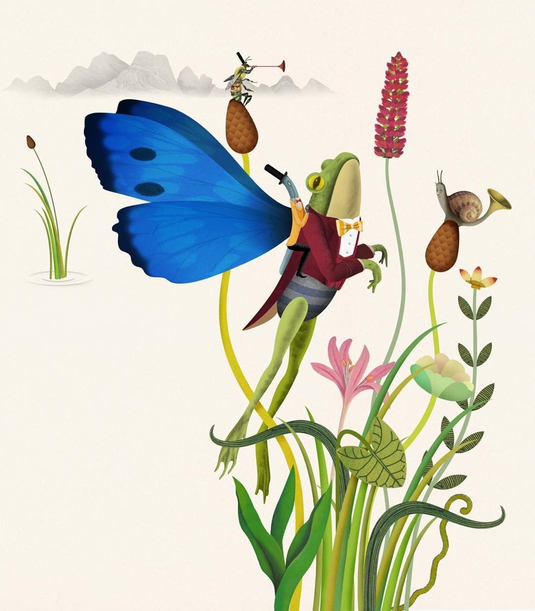 英国插画师Brett Ryder为农夫山泉包装画的插图