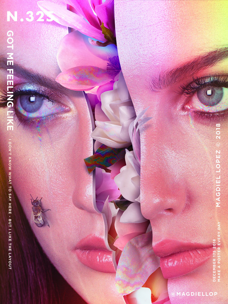 视觉设计师Magdiel Lopez的超现实主义人物肖像海报