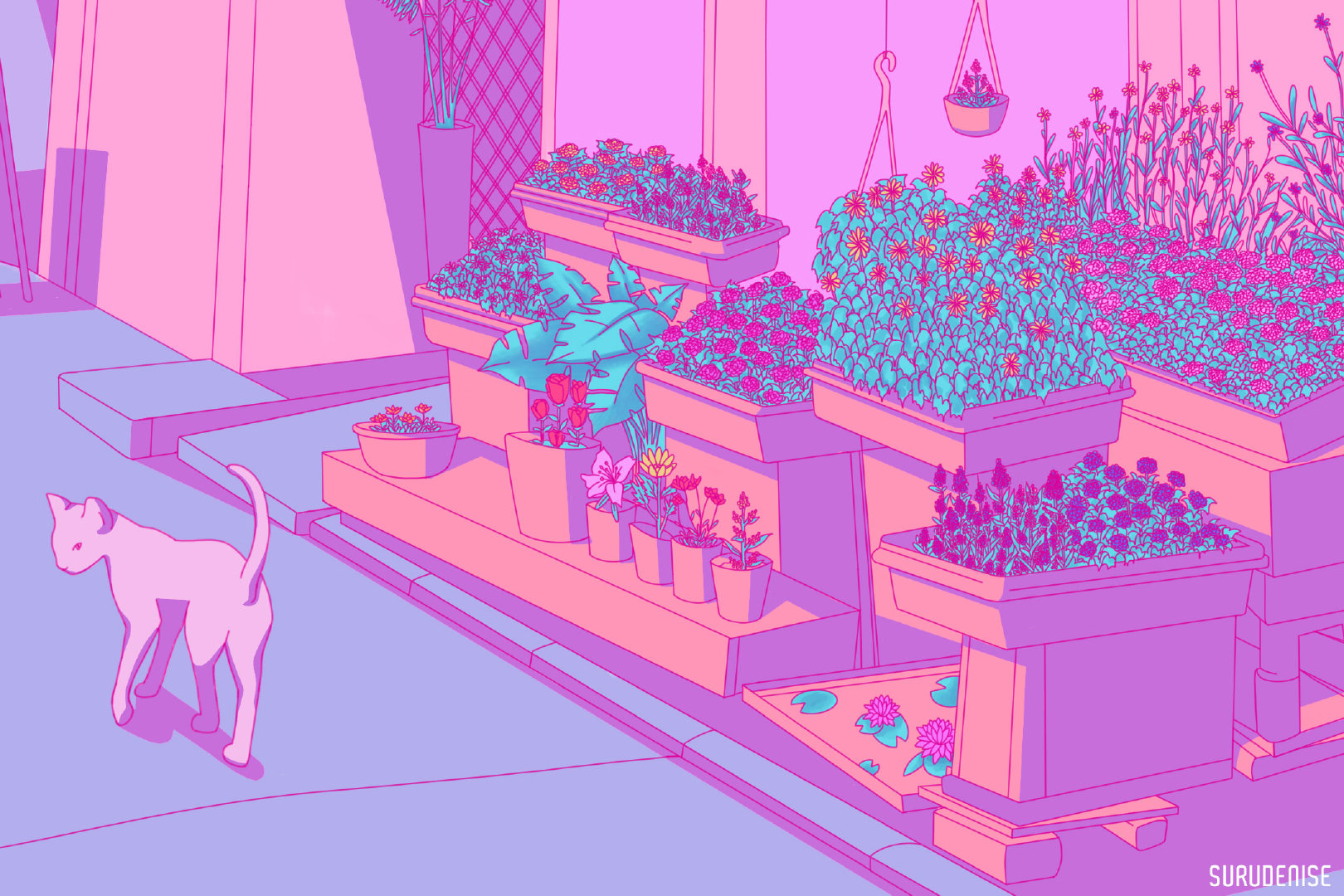 酷炫的蒸汽波色同样也能温柔如少女日本插画师Denise aka surudenise|波色|插画师|蒸汽_新浪新闻