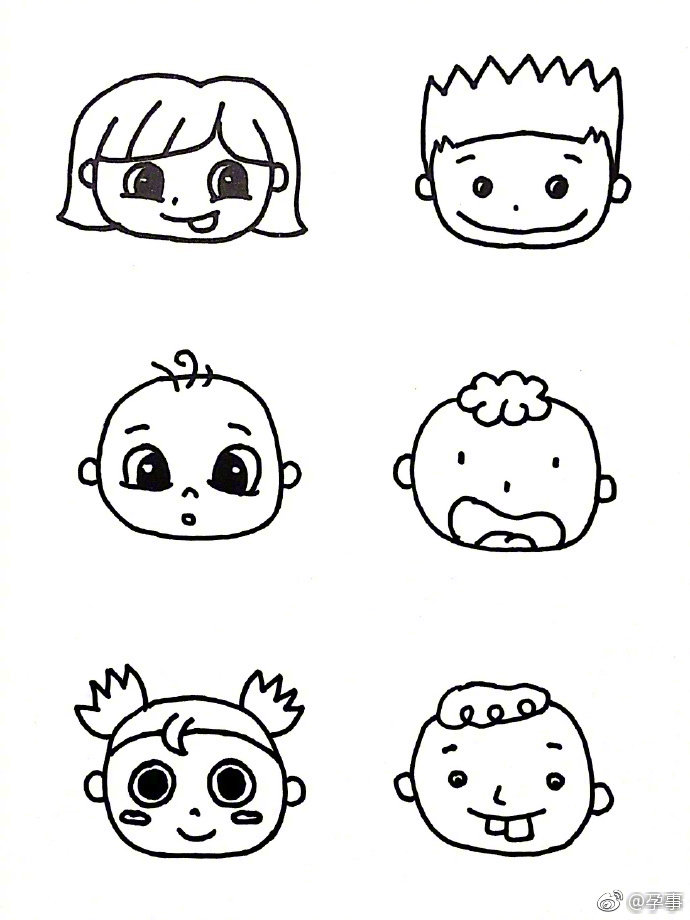 超可爱的卡通人物简笔画手绘手账素材~教小朋友画起来~（