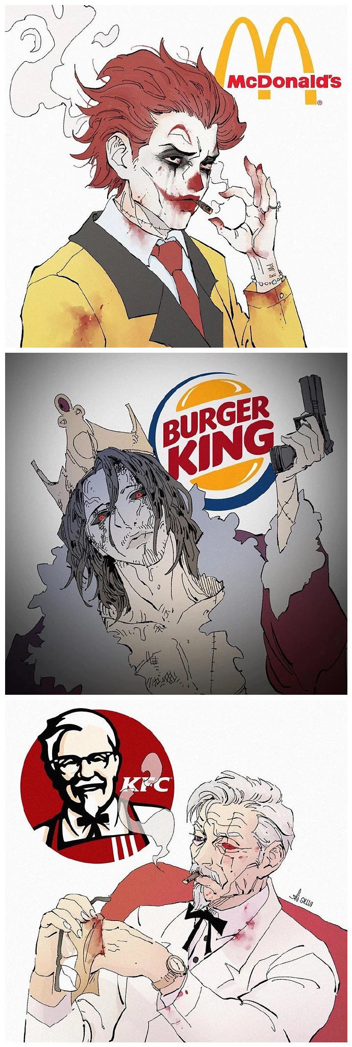 插画师Sillvi 根据自己对各品牌的理解定位，把品牌拟人化|插画师|三巨头|快餐_新浪新闻