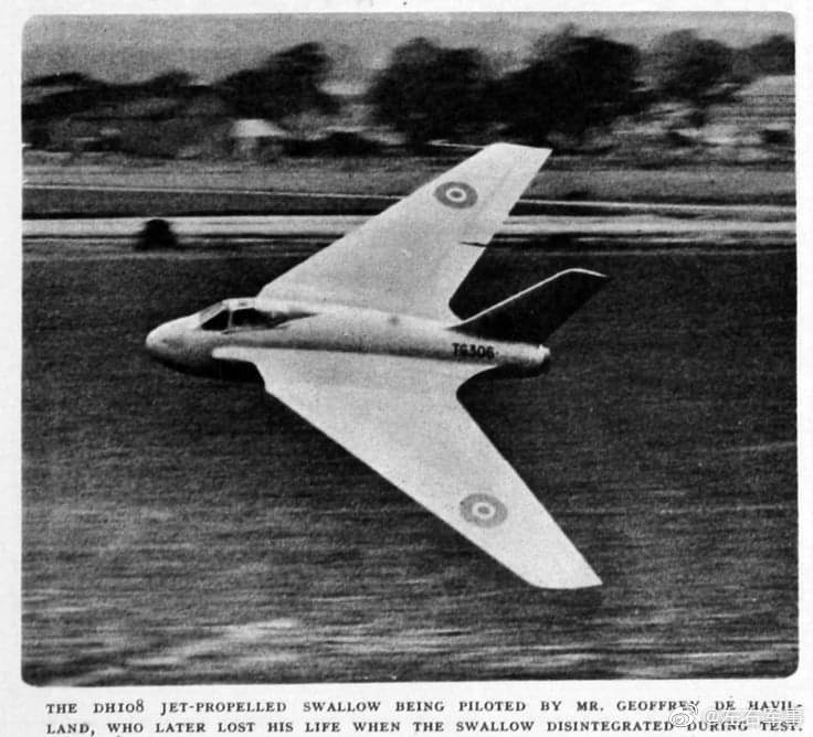 英国人1946年研制的DH-108试验机，布局类似于Me-163