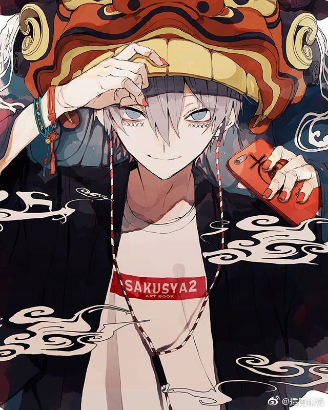 插画师sakusya2的一组极具风格的人物插画，作品多数以男孩为主