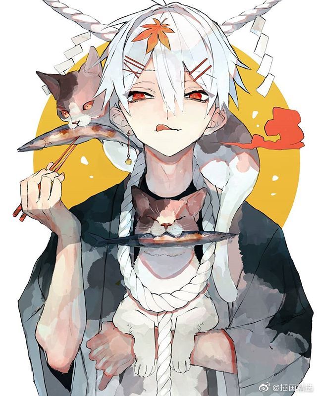 插画师sakusya2的一组极具风格的人物插画，作品多数以男孩为主