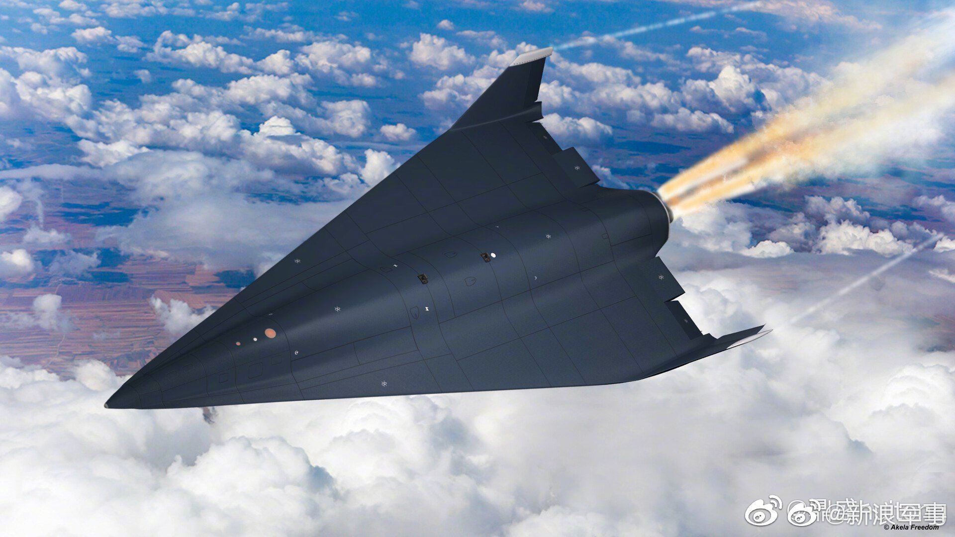外国网友制作的WZ-8高空高速无人侦察机CG效果图↓↓ 与轰6N组合黄金