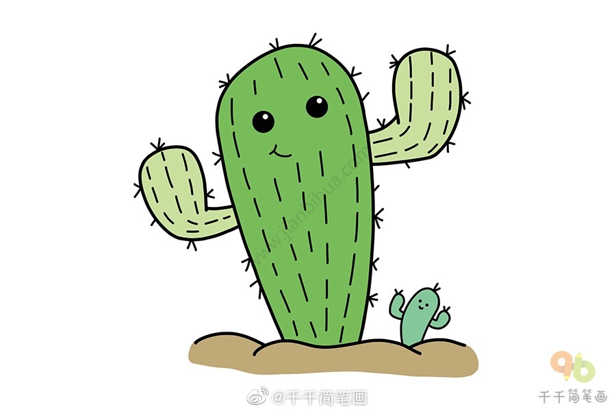 9种仙人掌的简笔画画法，手绘简笔画素材~ 更多手绘素材：|简笔画|素材|仙人掌_新浪新闻