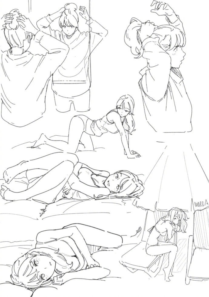 一组女子力UP100% 动作参考 by のらくら练人体啊！自己借鉴，转需！