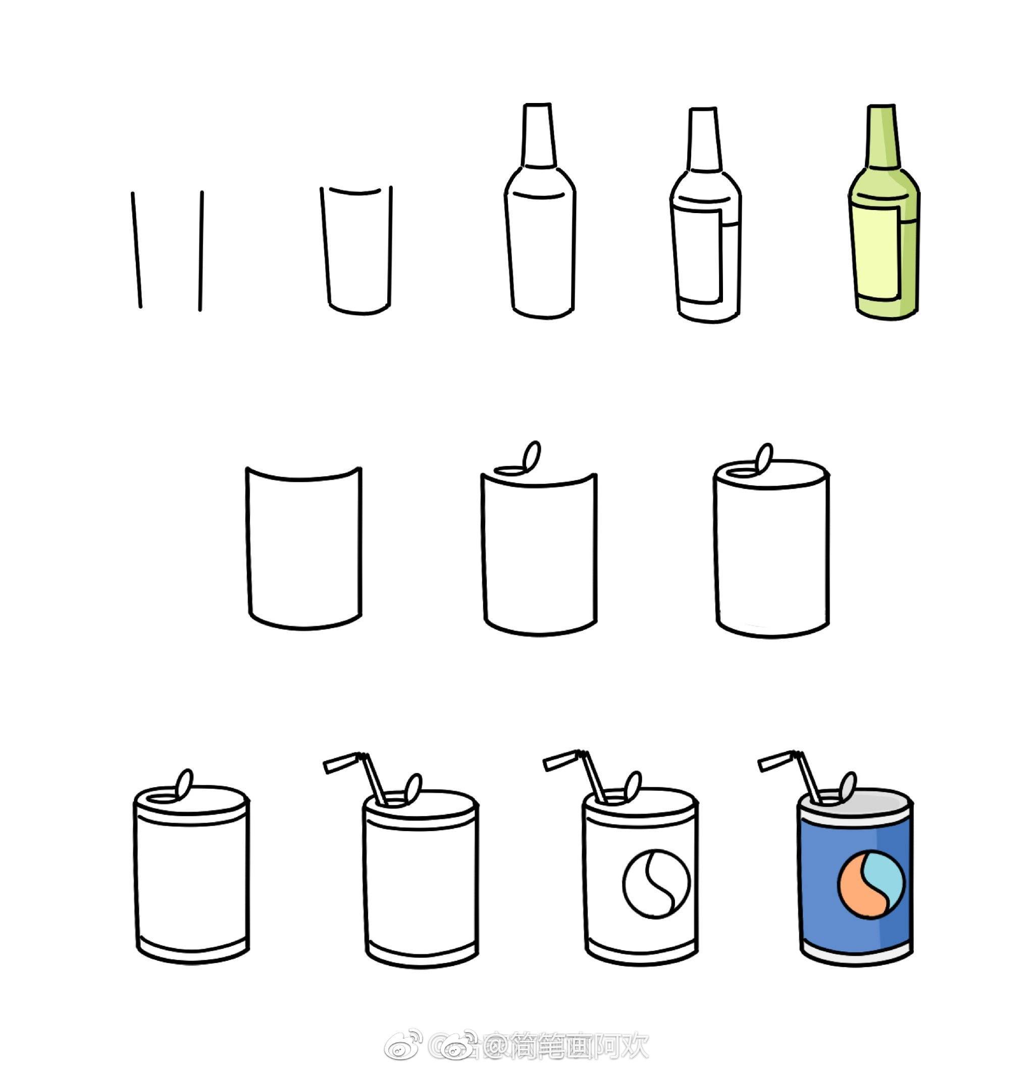 火锅主题简笔画小教程（by：@合家欢的日记