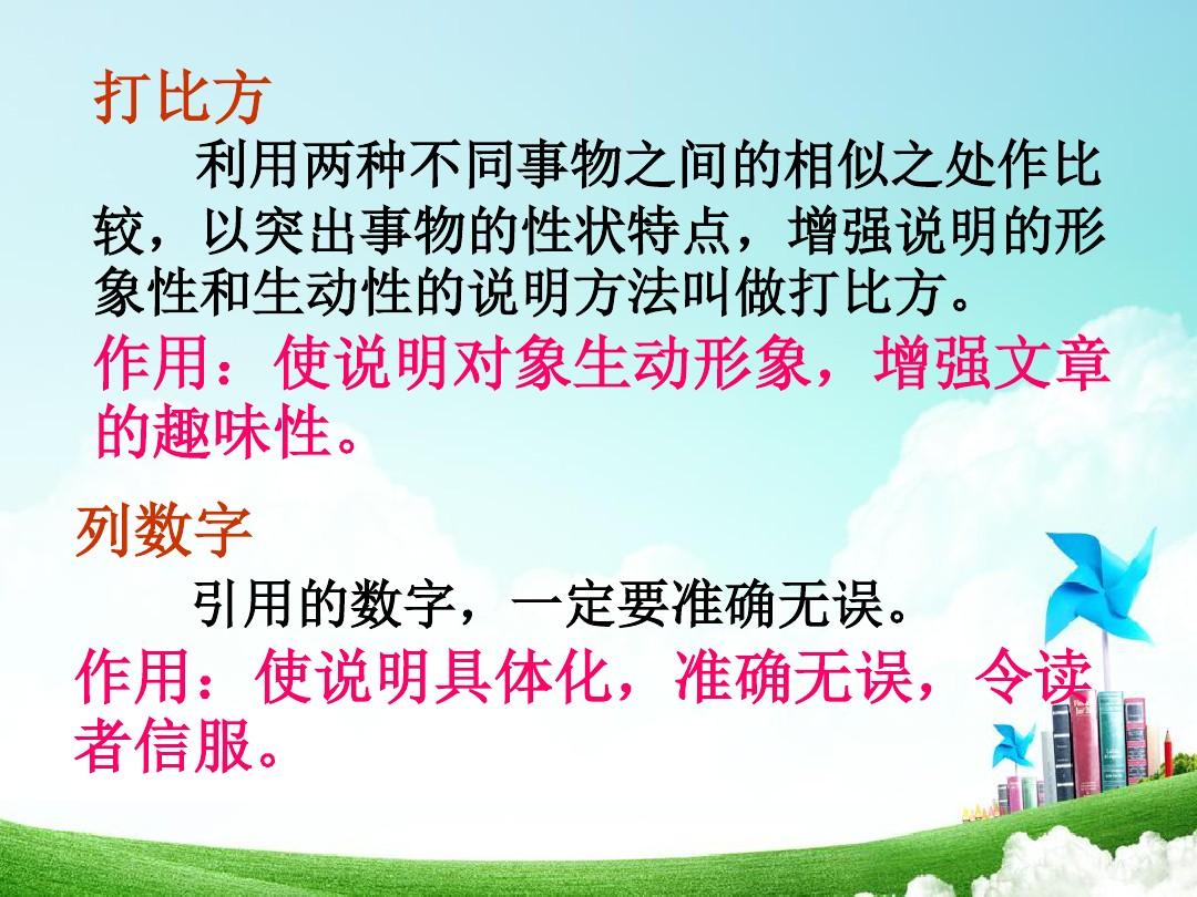 小学语文说明文中常见的说明方法