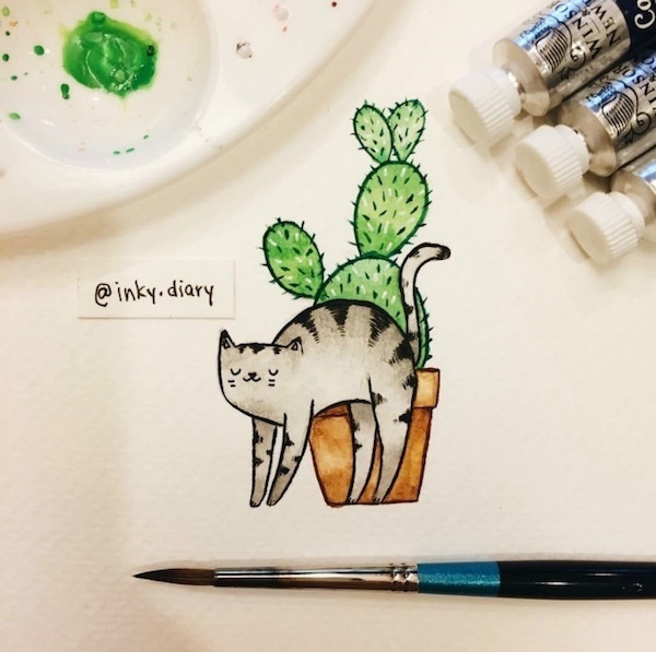 水彩中的动物小可爱们。inky.diary|水彩|可爱|动物_新浪新闻