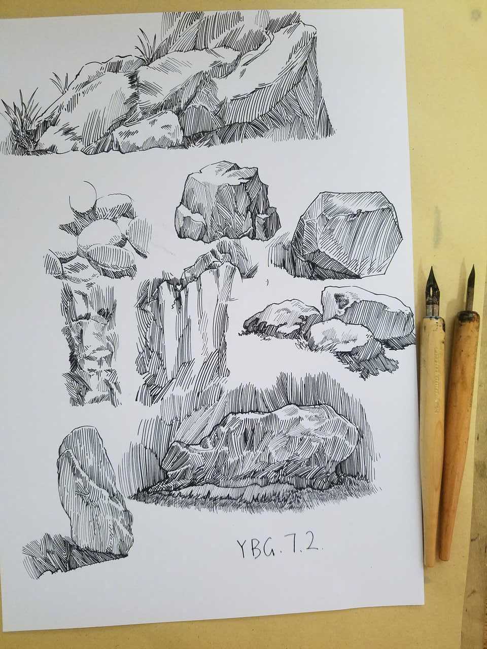 黑白钢笔插画。（投稿：@画画的YBG