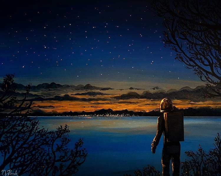 超现实的宇航员，无畏和孤独 | 艺术家 Nick Flook，又名 Flooko|无畏|宇航员|艺术家_新浪新闻