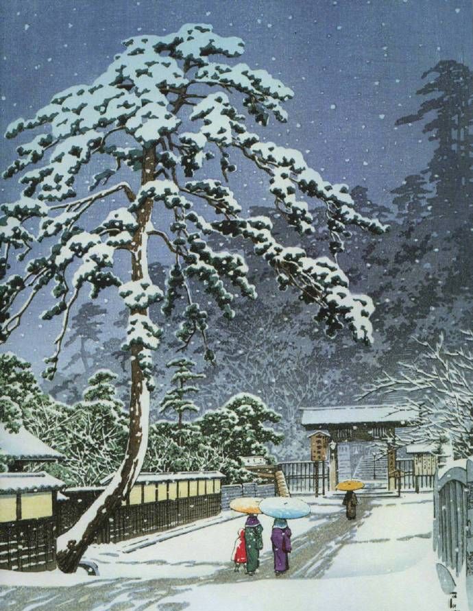 日本版画大师Kawase Hasu冬日雪景作品欣赏