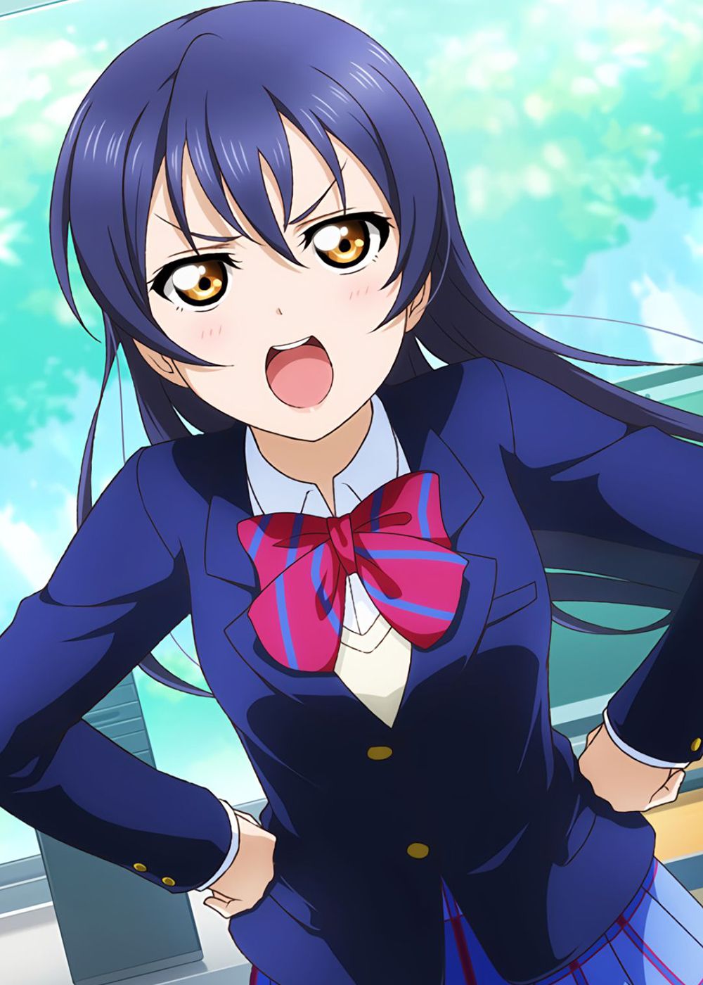 《LoveLive!》园田海未动漫手机壁纸分享，以偶像为目标的美少女