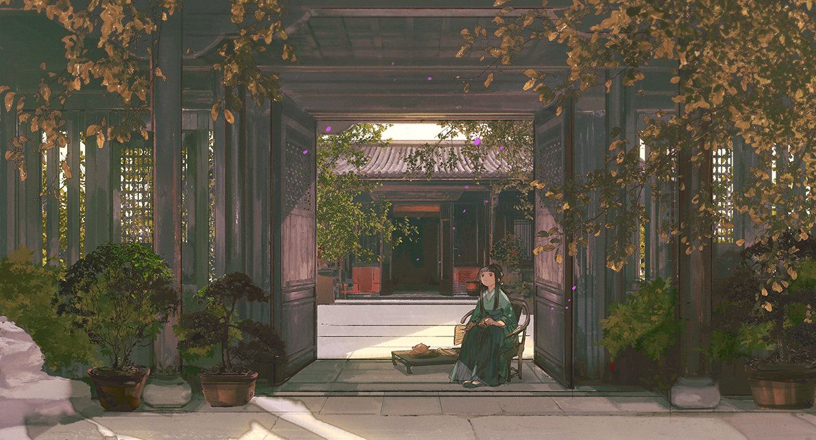 精美古风桌面壁纸，伊吹鸡腿子手绘