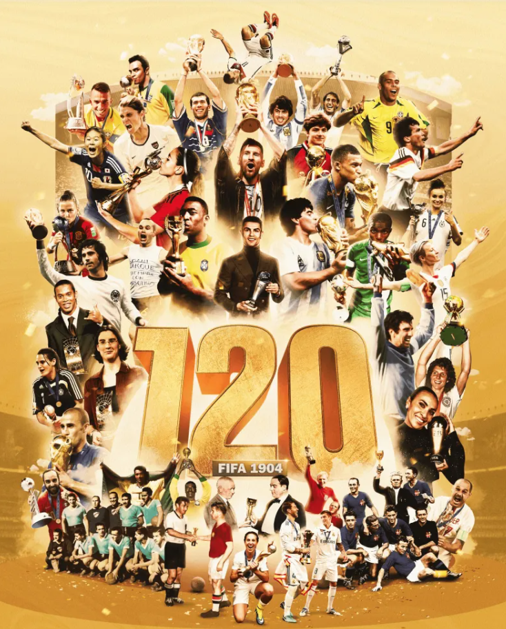 FIFA120周年海报发布！三大球王C位，梅西手捧世界杯，C罗遭抹黑|C罗|梅西|球王_新浪新闻